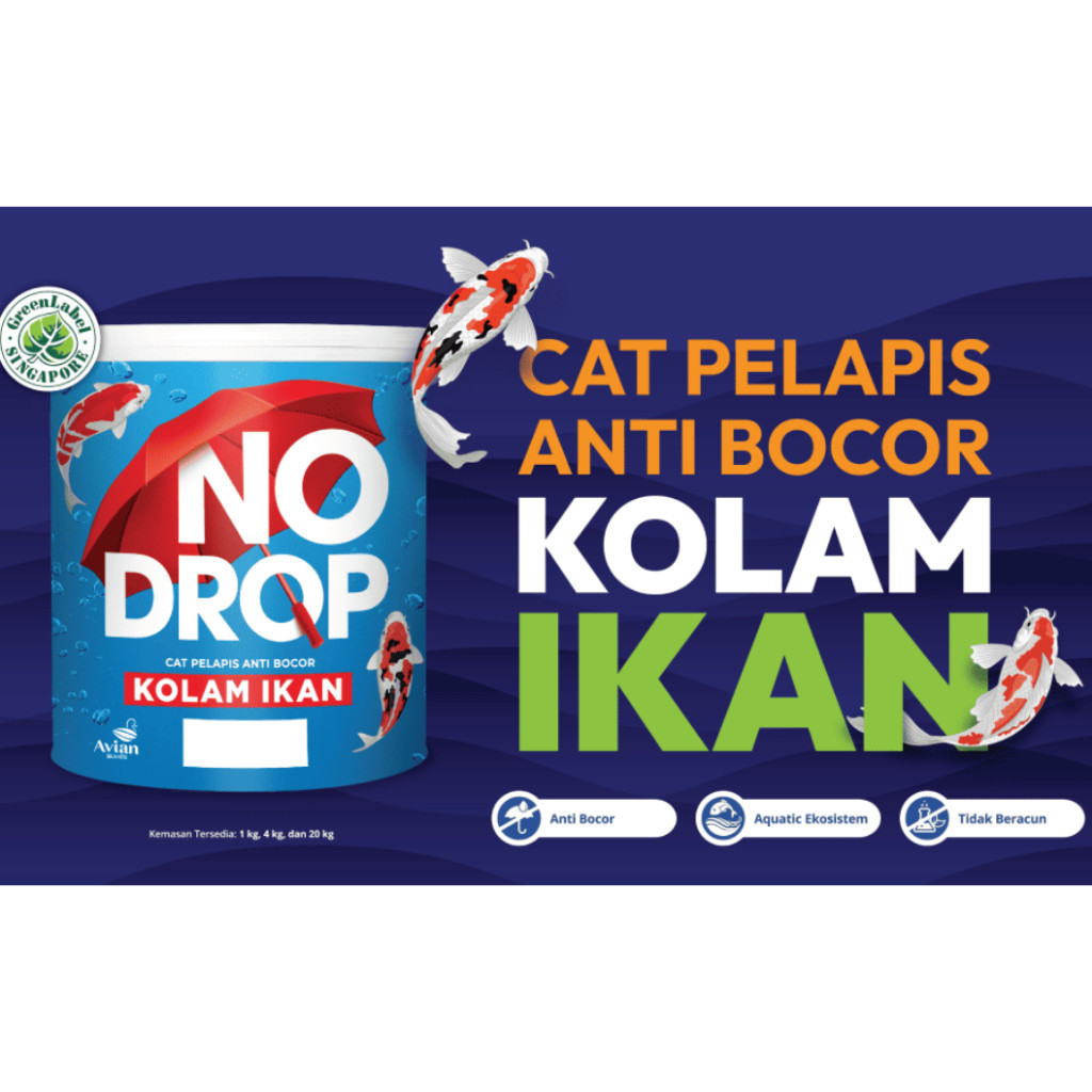 Jual CAT KOLAM IKAN NODROP NO DROP 1KG & 4KG ANTI BOCOR IKAN KOI HIAS ...