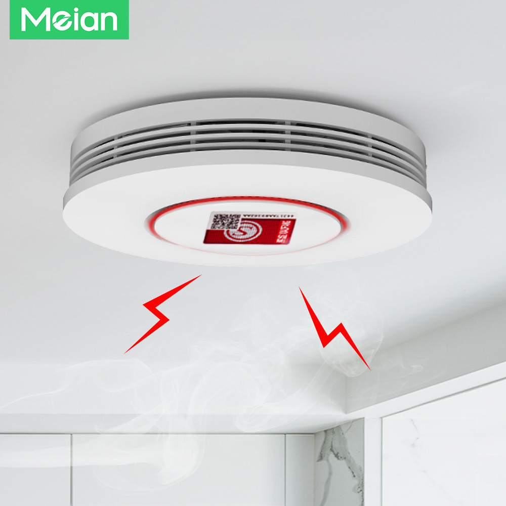 Jual Meian Tuya Zigbee Smoke Sensor Fire Protection Smoke Detector Fire ...