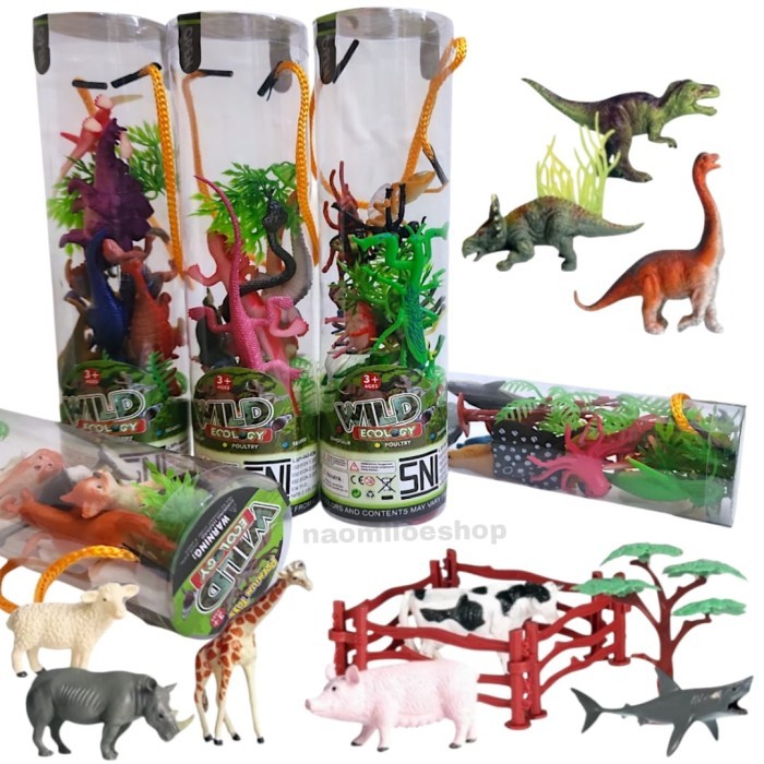 Jual WILD ECOLOGY mainan hewan tabung mika 10pc mainan figurin hewan ...