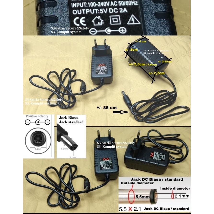 Jual ac/dc adapter 5vdc 5v 2a adaptor M VM 5vol 5 V power dc tv box ...