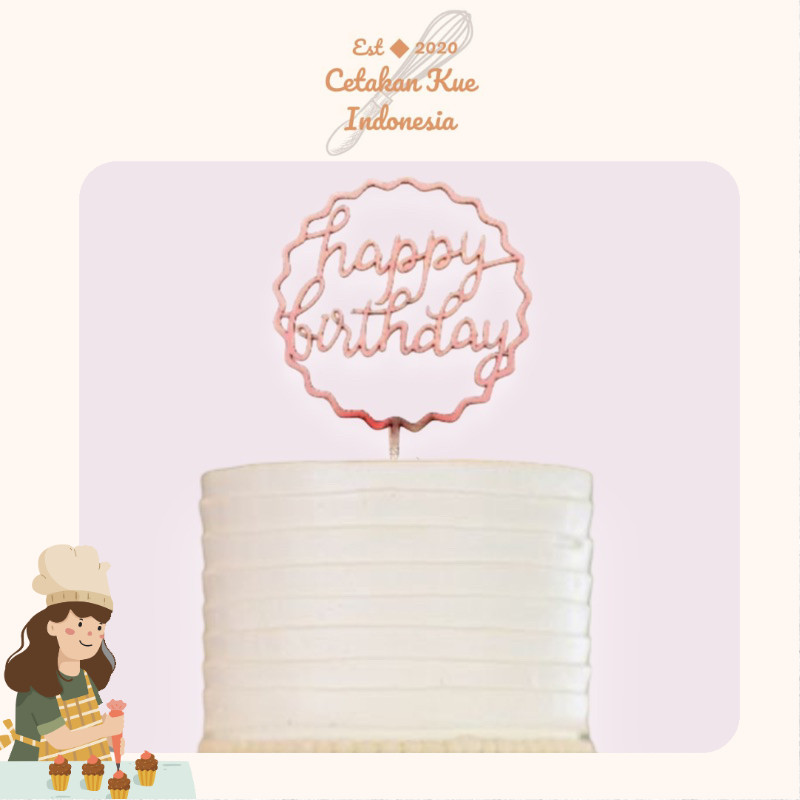 Jual Cake Topper Happy Birthday Bulat Pink | Shopee Indonesia