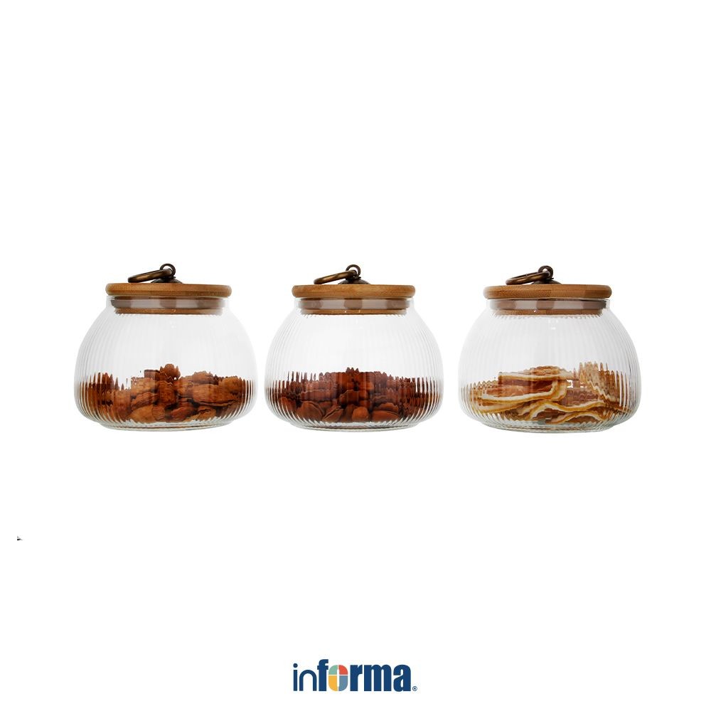 Jual Informa Set 3 Pcs Hara Stoples Kaca Jar Tempat Simpan Snack Dan ...