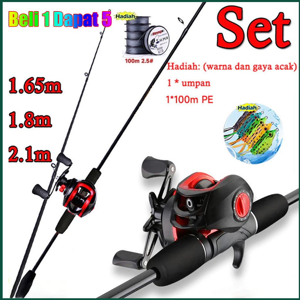 Jual 【# Beli 1 Dapat 5 #】1.65m/1.8m/2.1m/2.4m Pancing Set Lengkap Murah Pancing 1 Set Lengkap ...