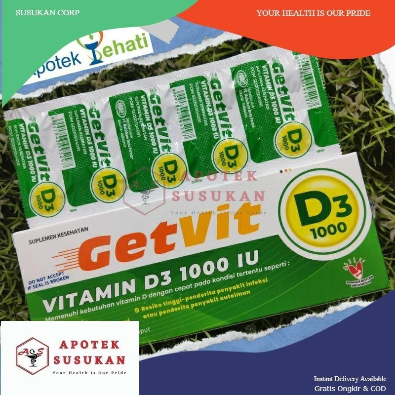 Jual Get Vit / Getvit D3 1000 iu per Strip isi 10 Tablet Salut Selaput ...
