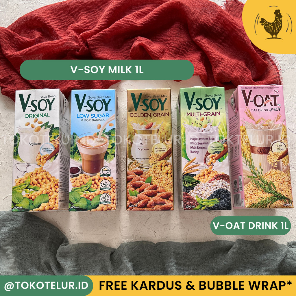 Jual V-Soy - Susu Kedelai All Variant 1 Liter | VSoy Soya Bean Milk ...