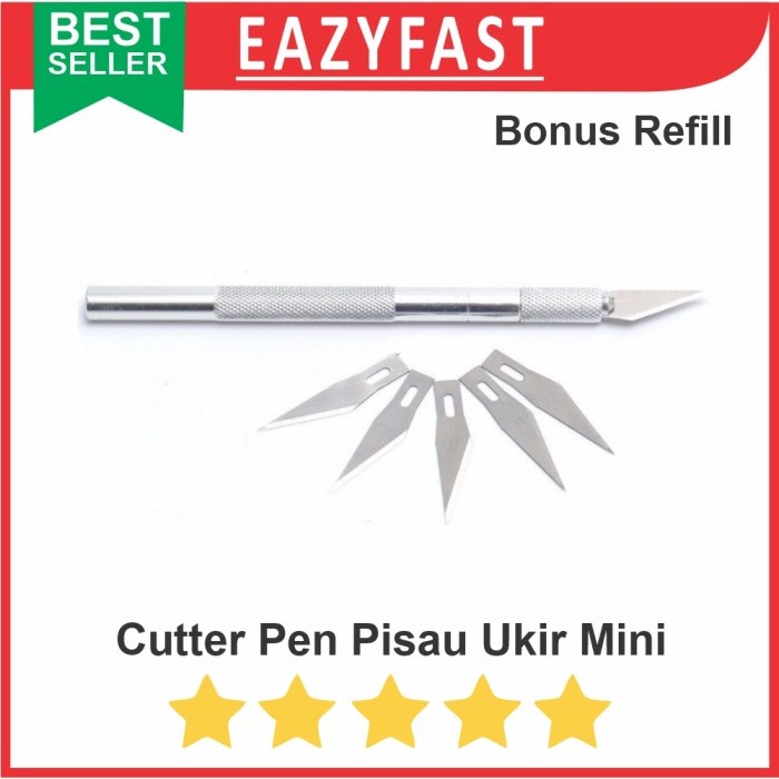 Jual Pisau Cutter Mini Ukir Refill 5 Pcs Hobby Crafting Engraving Pen ...