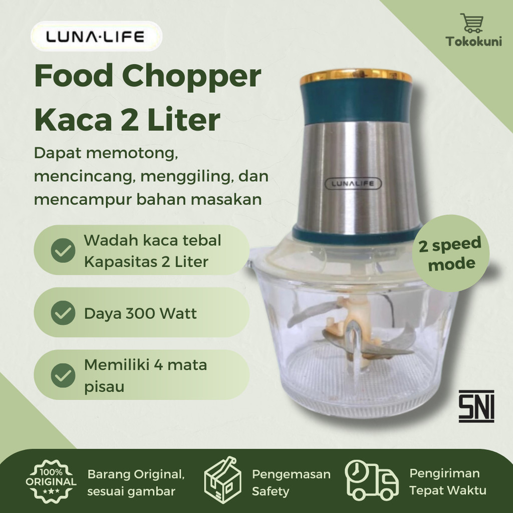 Jual Lunalife Food Processor Kaca FP02B | Chopper Luna Life Gelas Kaca ...