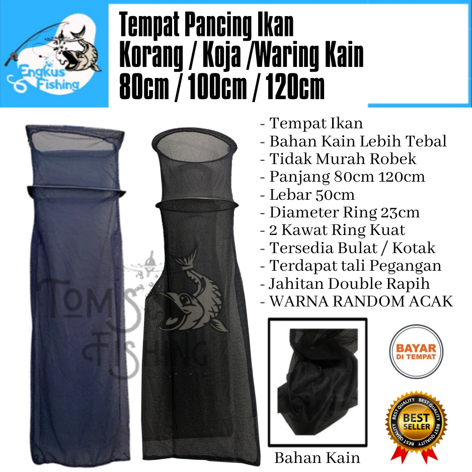 Jual Korang Koja Waring Pancing Tempat Ikan Kain Bulat / Kotak (80cm ...