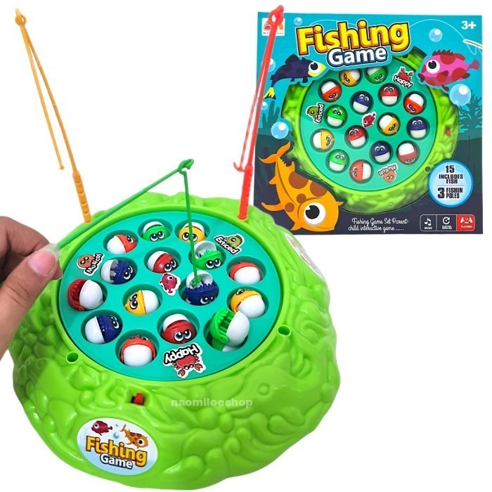 Jual Pancingan bulat hijau FISHING GAME 15 ikan BESAR mainan pancing ...