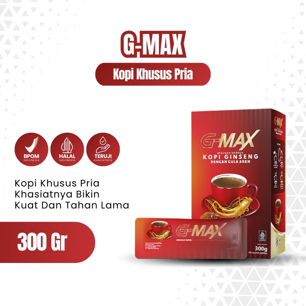 Jual KOPI G-MAX GINSENG GULA AREN SACHET - KOPI STAMINA PRIA | Shopee Indonesia