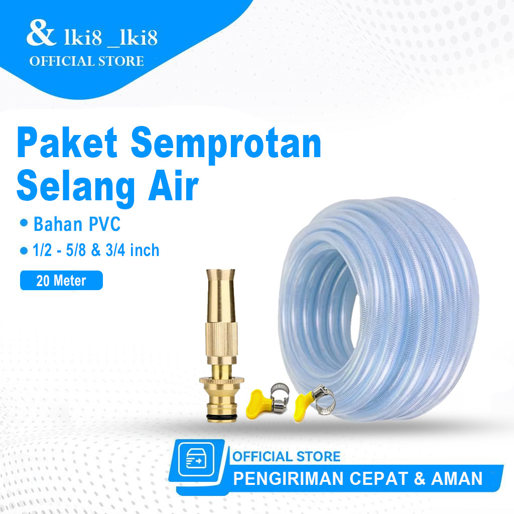 Jual SATU PAKET SEMPROTAN SELANG AIR TRANSPARANT 1/2 5/8 3/4 INCH 1 ROL ...
