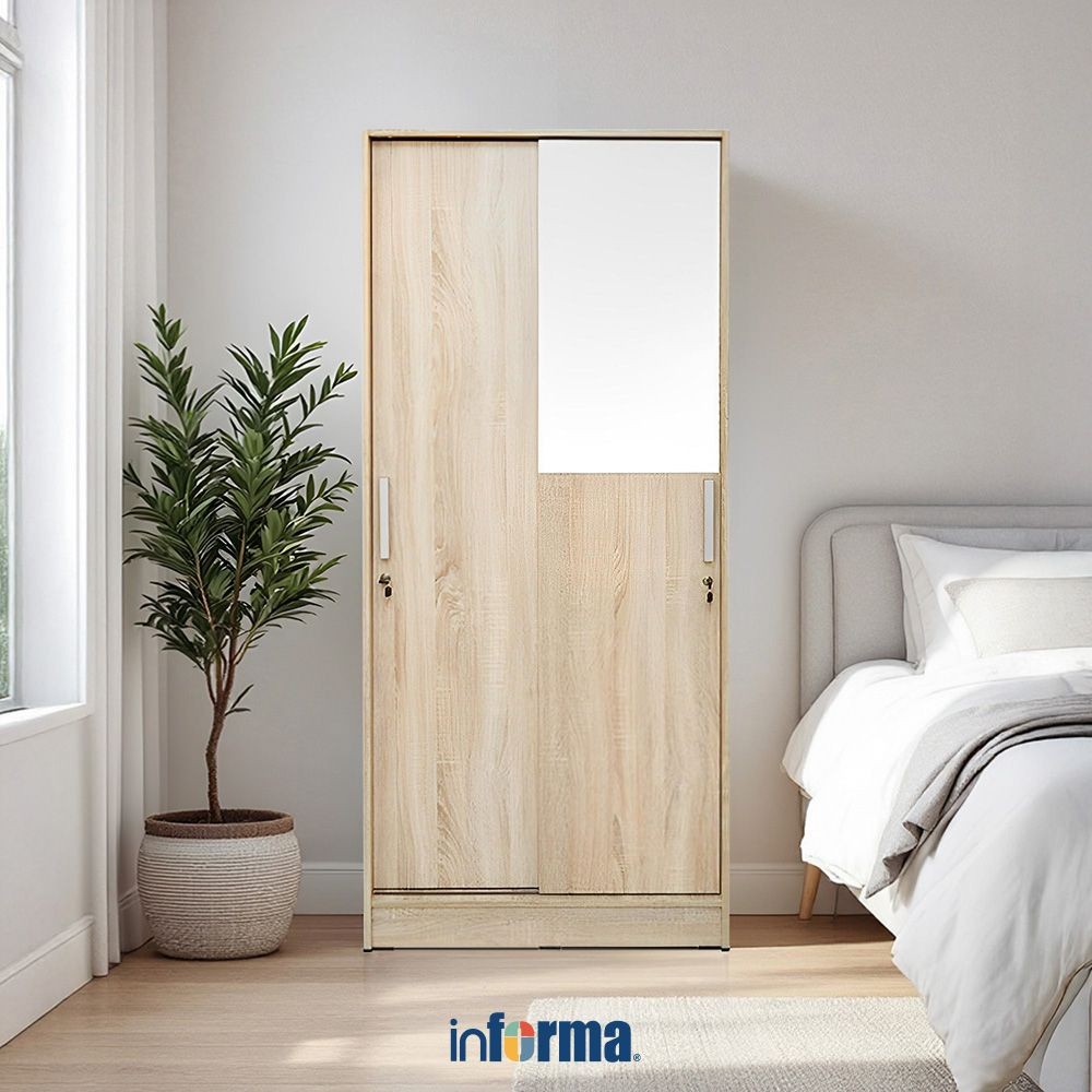 Jual Informa Nalaya Lemari Pakaian 2 Pintu Geser - Sonoma Oak Wardrobe ...