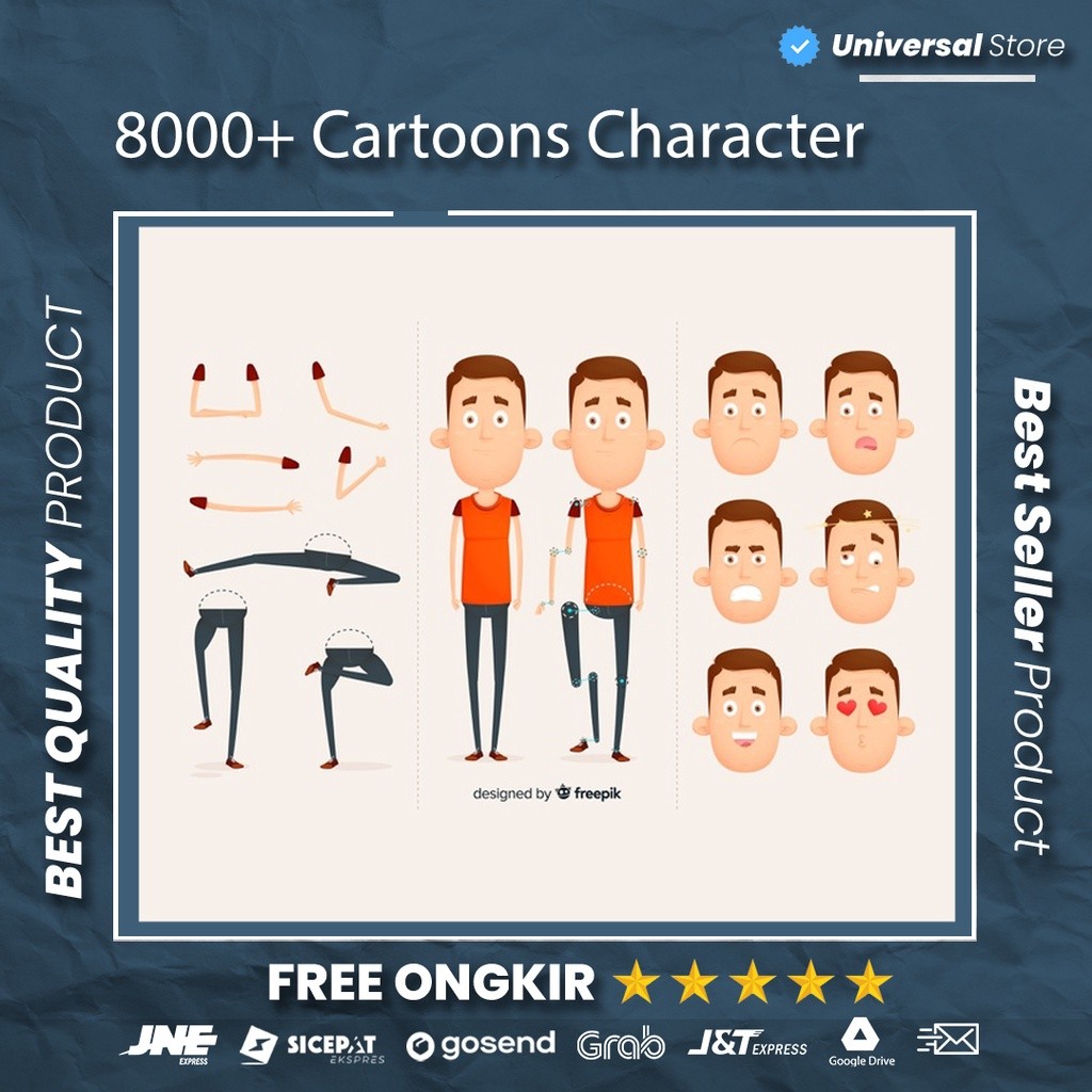Jual Koleksi 8000+ Cartoons Character Asset Gambar Desain Grafis Kartun ...