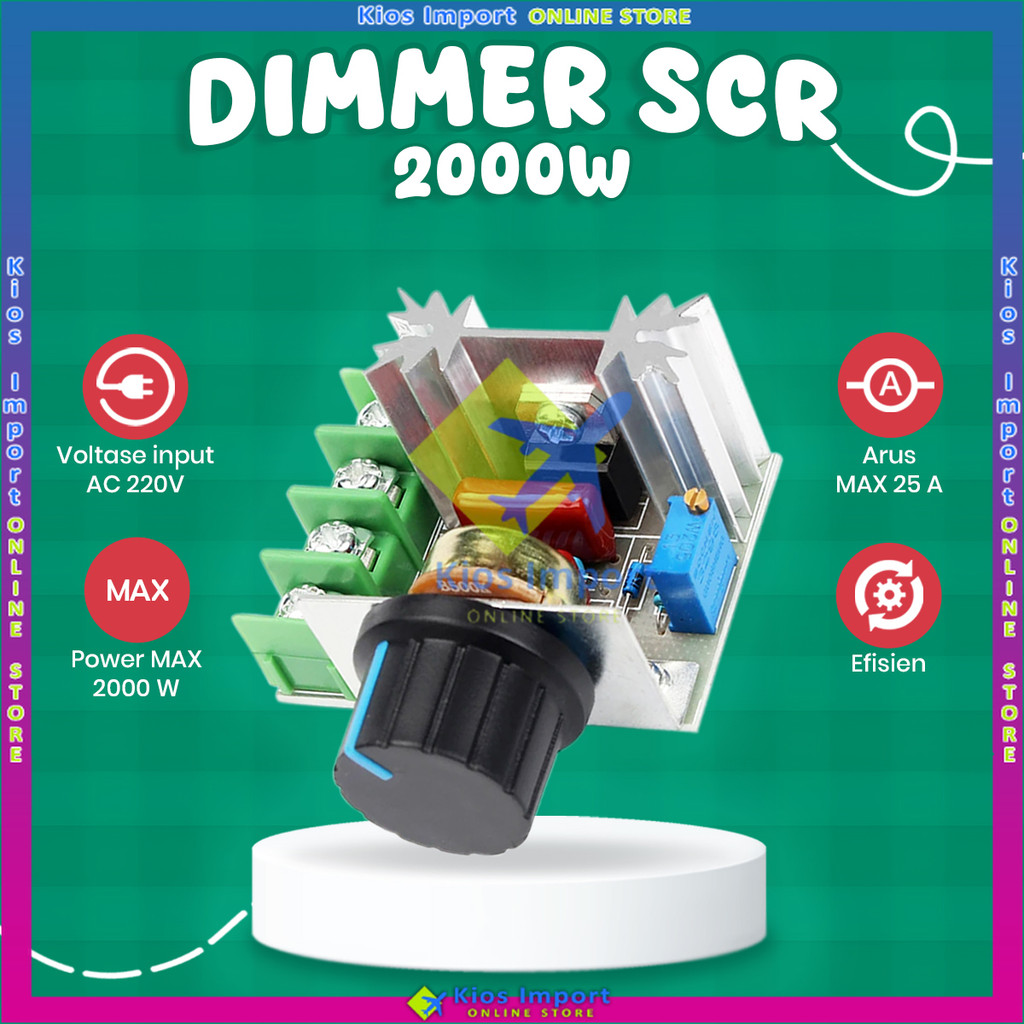 Jual TERBARU!!! Dimmer SCR 2000W Voltage Regulator Speed Controller ...