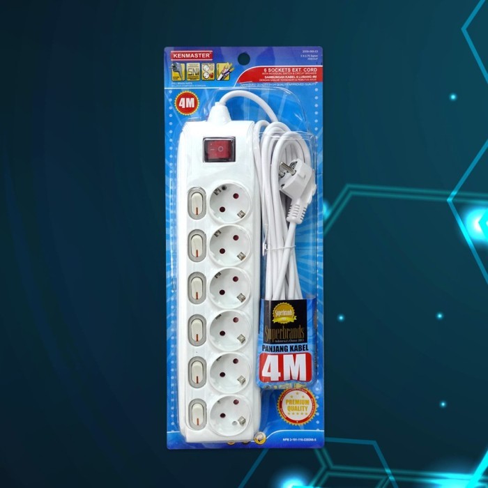 Jual Stop Kontak 6 Lubang Kenmaster F-66 6 Kabel panjang 1.5 meter Stopkontak Colokan Listrik ...