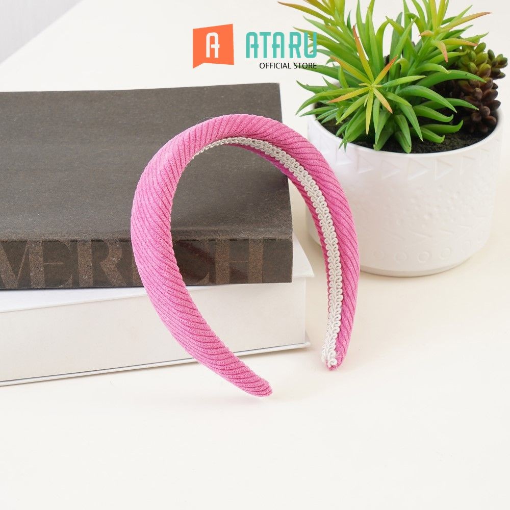 Jual Ataru Fashion Bando Suede Stripe - Pink Headband Aksesoris Rambut ...