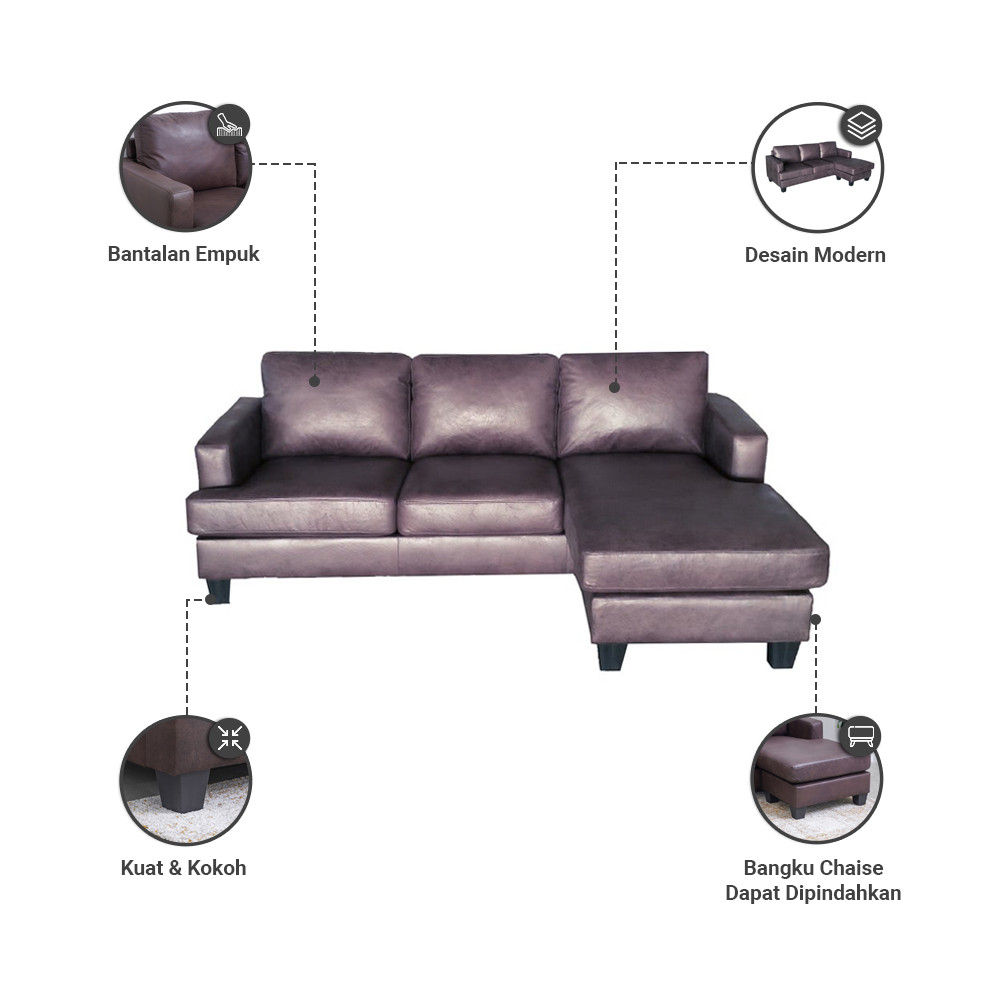 Jual Informa Louise Sofa Sudut Fabric - Cokelat Tua Sofa Corner Ruang ...