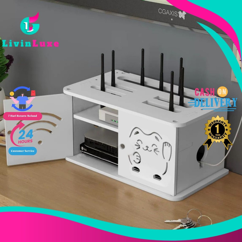 Jual LivinLuxe - Rak Dinding Rak Meja Tempat Penyimpanan Wifi Dengan ...