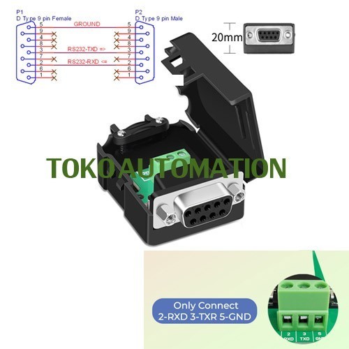 Jual MS99 DB9 D Sub Female RS232 RXD TXD GND Ke 3 pin Breakout Board ...