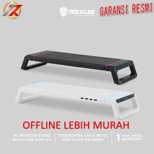 Jual REXUS TRANT FP03 USB HUB 3.0 BK (BLACK) MONITOR STAND RGB | Shopee ...