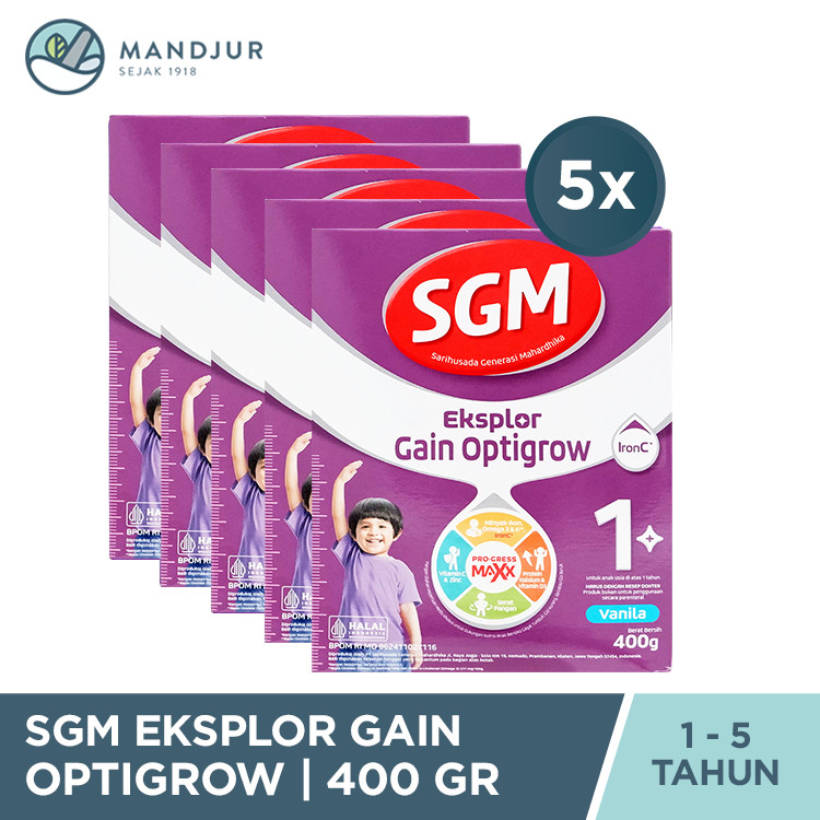 Jual SGM Eksplor Gain Optigrow 1 Plus Vanilla 400 Gram - 5 Pcs | Shopee ...