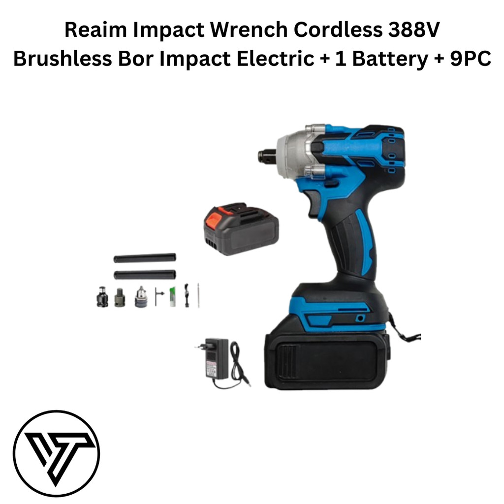 Jual Reaim Impact Wrench Cordless 388V- Brushless Bor Impact Electric ...