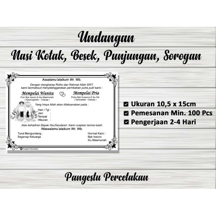 Jual CETAK UNDANGAN BESEK | UNDANGAN SOROGAN | UNDANGAN PUNJUNGAN ...