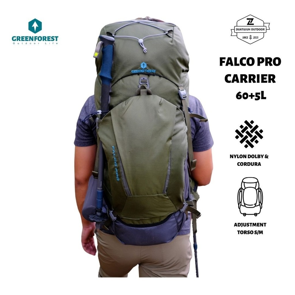 Jual Greenforest Falco Pro Carrier 60+5 Liter Free Raincover - Tas Gunung 2 in 1 | Shopee Indonesia