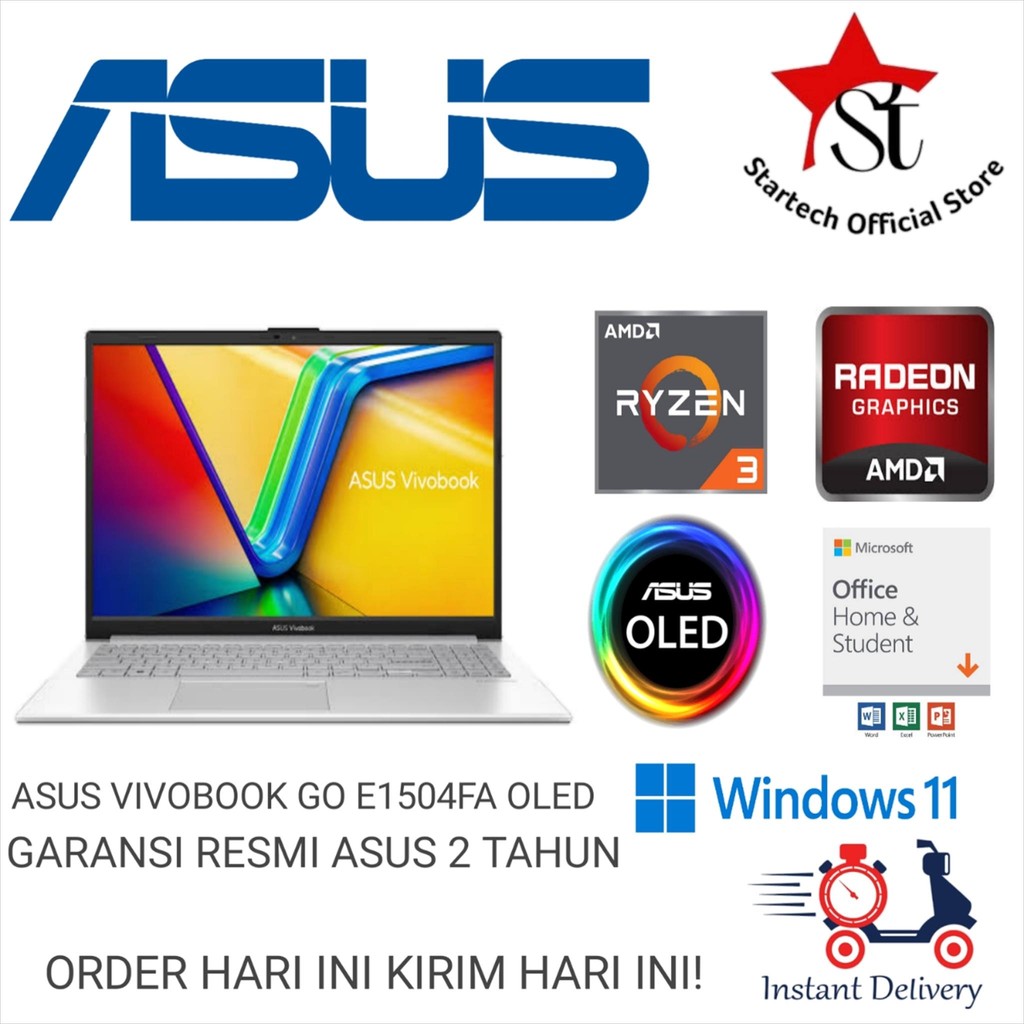Jual ASUS VIVOBOOK GO 15 OLED E1504 FA Ryzen 3 7320U 512GB SSD 8GB W11 ...