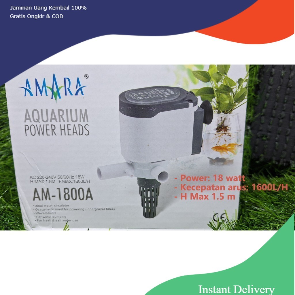 Jual Pompa Air Aquarium AMARA AM1800A Power Head AMARA AM-1800A 1600 L/H 18W | Shopee Indonesia