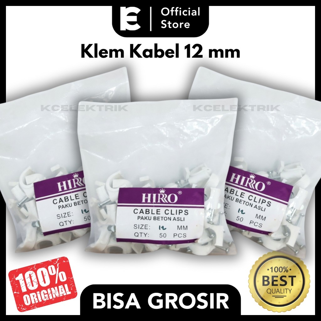 Jual Klem Kabel 12mm Paku Beton HIRO Isi 50pcs Paku Kabel Jepit Kabel ...