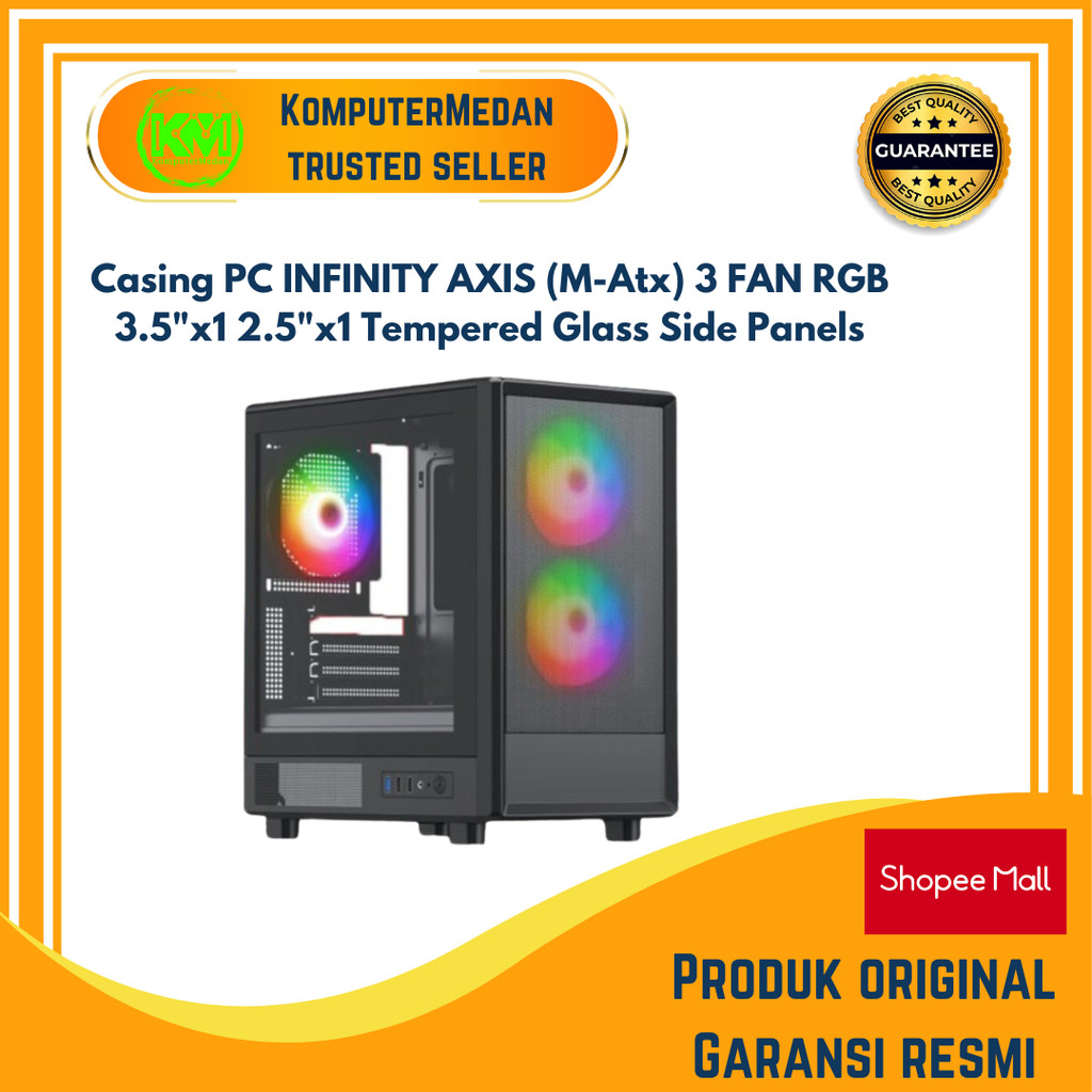 Jual Casing PC INFINITY AXIS (M-Atx) 3 FAN RGB 3.5"x1 2.5"x1 Tempered Glass Side Panels | Shopee ...
