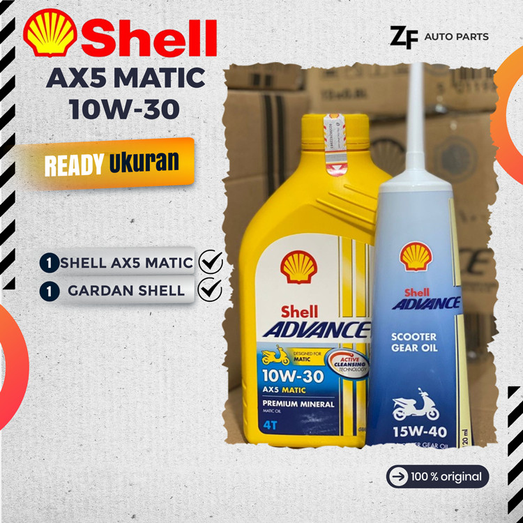 Jual PAKET OLI SHELL AX5 MATIC 0.8L SAE 10W-30 + SHELL GARDAN 120ML ...