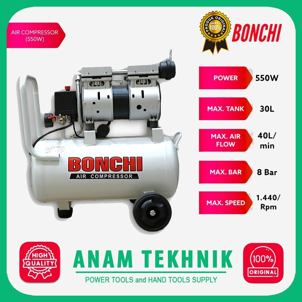 Jual KOMPRESOR ANGIN LISTRIK 3/4 HP 30 LITER BONCHI | Shopee Indonesia