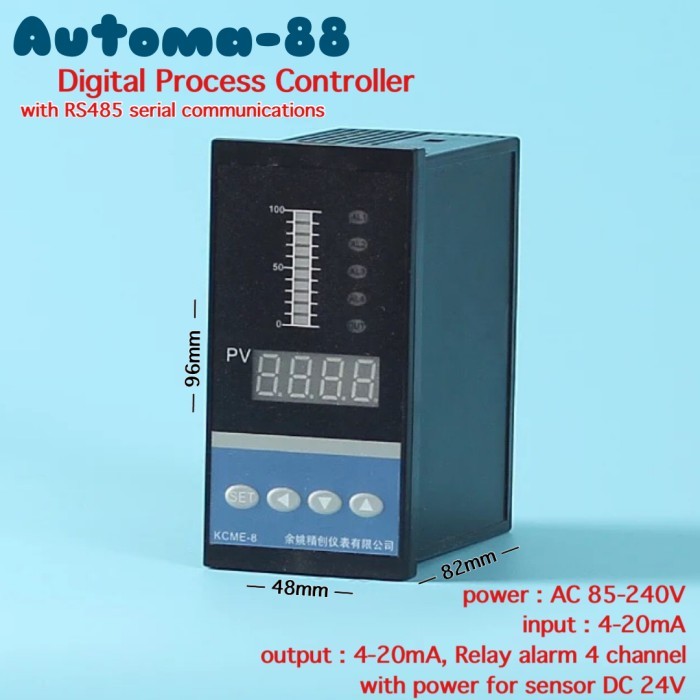 Jual GG88 AC 220V Digital PID Process Controller Input 4-20mA output 4-20mA with RS485 serial ...