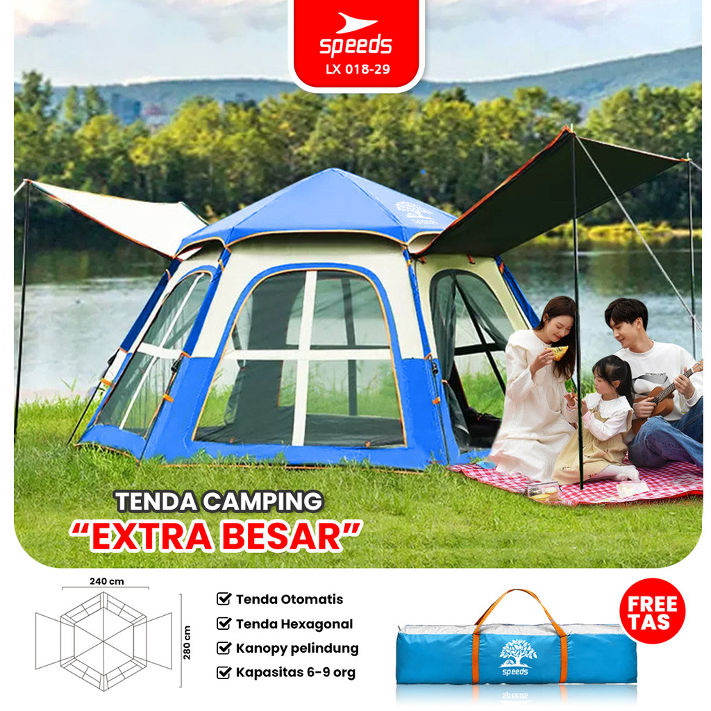 Jual SPEEDS Tenda Camping Besar Kanopi Hujan Mendaki Otomatis Portabel ...