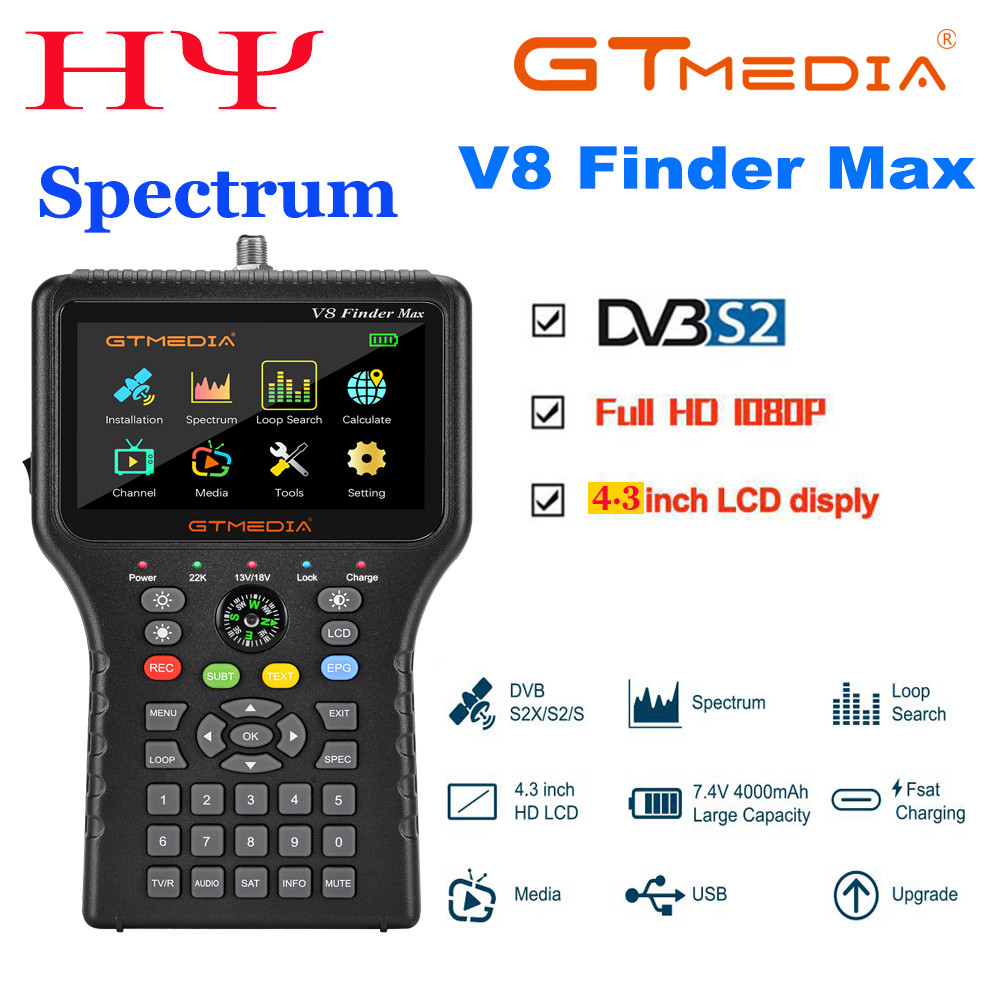 Jual GTMEDIA V8 Finder max Satellite Signal Finder DVB-S/S2/S2X H.264/H ...