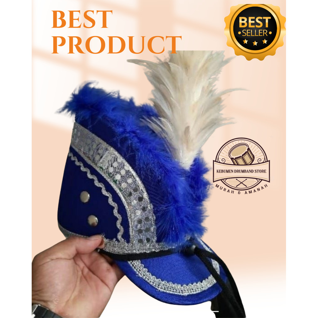 Jual Topi Mayoret TK Biruputih silver dan bulu hias ( Bisa Request ...