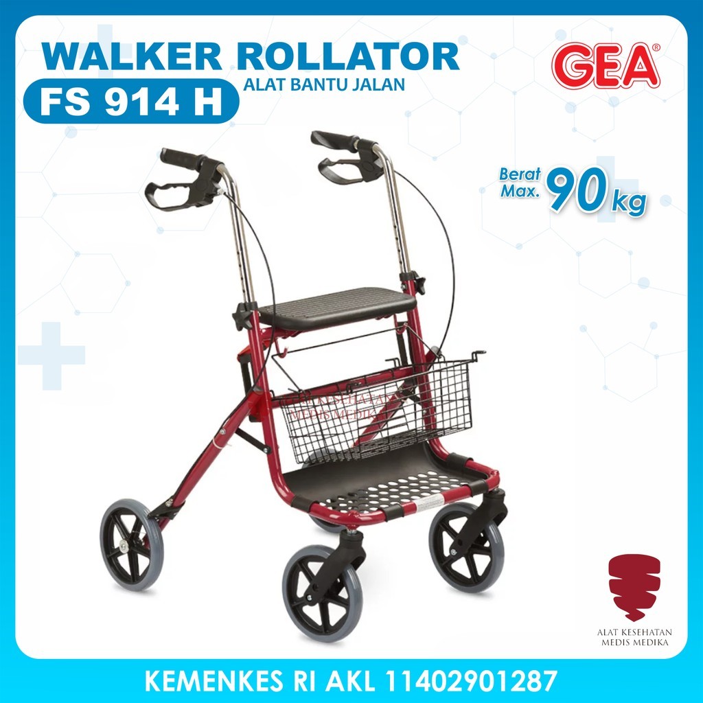 Jual FS914H Walker Roda Rollator GEA Rolator Alat Bantu Jalan FS 914 H ...