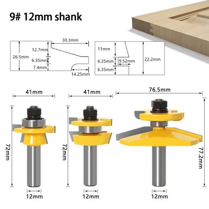 Jual MASTER BIT MATA PROFIL ROUTER NO.9 MORTIS TENON DOUBLE SIDE BEVEL ...