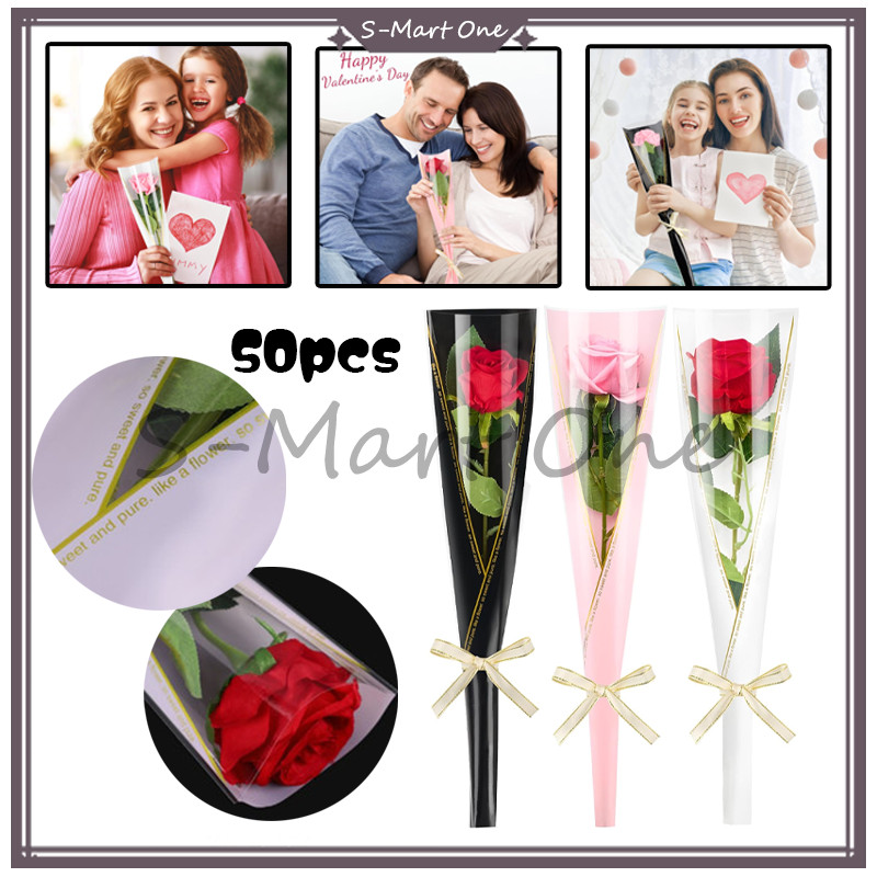 Jual SM 50pcs Single rose box /plastik bungkus bunga / Kertas ...
