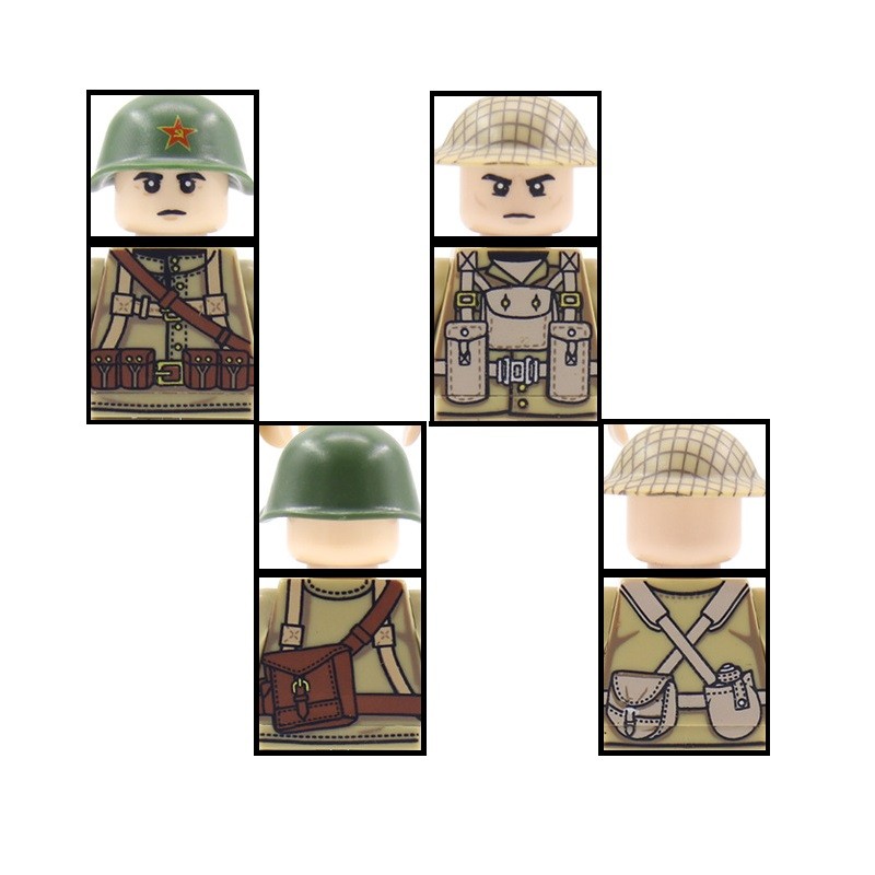 Jual MOC Minifigs WW2 Soviet British Soldiers Military PPSh Guns Helmet ...