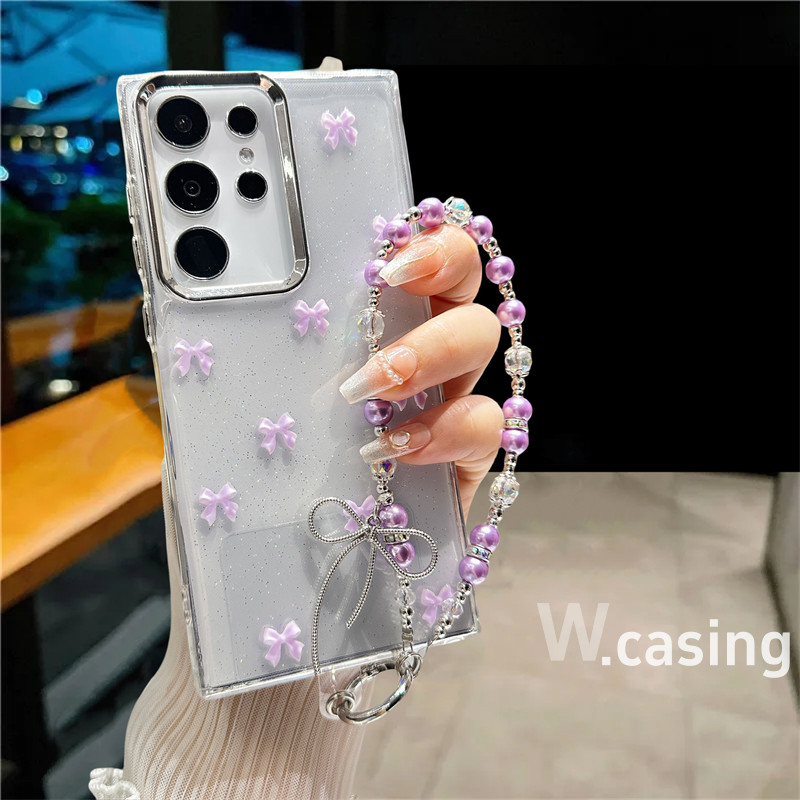 Jual The New Transparent Drop Glue Bow Phone Case for Samsung Galaxy S24 S22 S23 S25 Plus Ultra ...