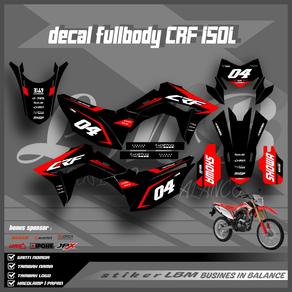 Jual (COD) CUSTOM DECAL STIKER FULLBODY CRF 150L SIMPEL - DECAL FULL ...