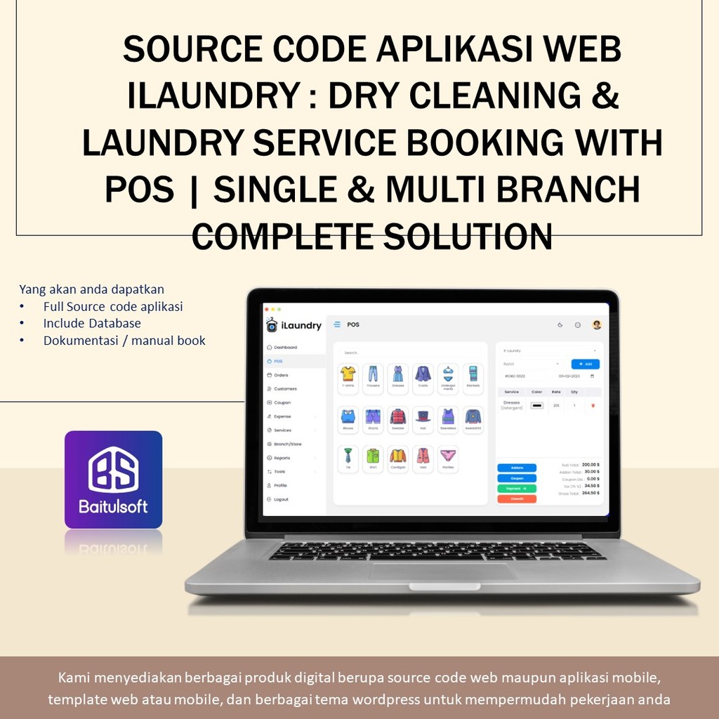 Jual SOURCE CODE APLIKASI WEB ILAUNDRY : DRY CLEANING & LAUNDRY SERVICE BOOKING WITH POS ...