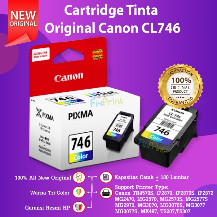 Jual FixPrint Cartridge Tinta Canon CL746 CL-746 Color MG2570s TR4570s ...