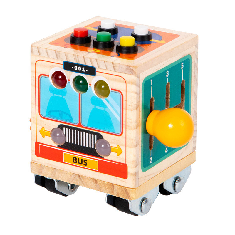 Jual Montessori Busy Board Toy Wooden Busy Board Cube with LED Light ...