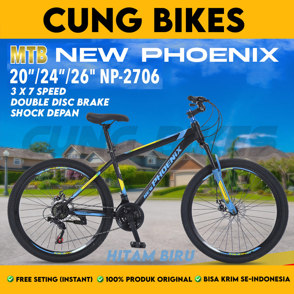 Jual Sepeda Gunung MTB Ukuran 20 24 & 26 PHOENIX 2706 frame inner cable 21 speed Rem Cakram ...