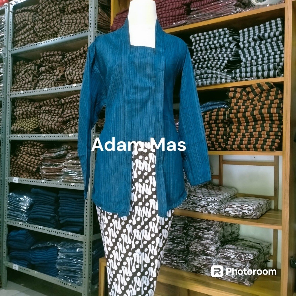 Jual Kebaya Lurik Set baju kebaya lurik biru peranakan jogja/Set atasan dan bawahan kebaya lurik ...