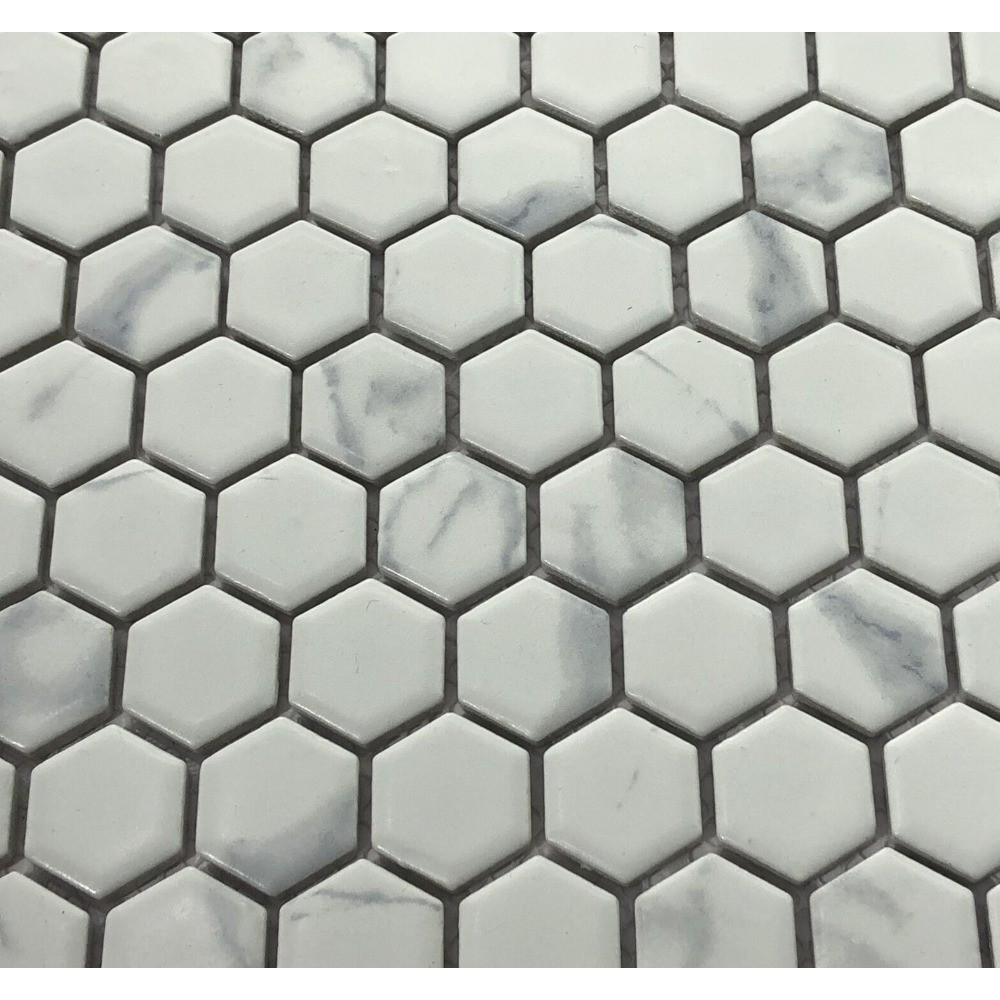 Jual New! Nordic Hexagonal Imitate Jazz White Marble Matte Porcelain ...